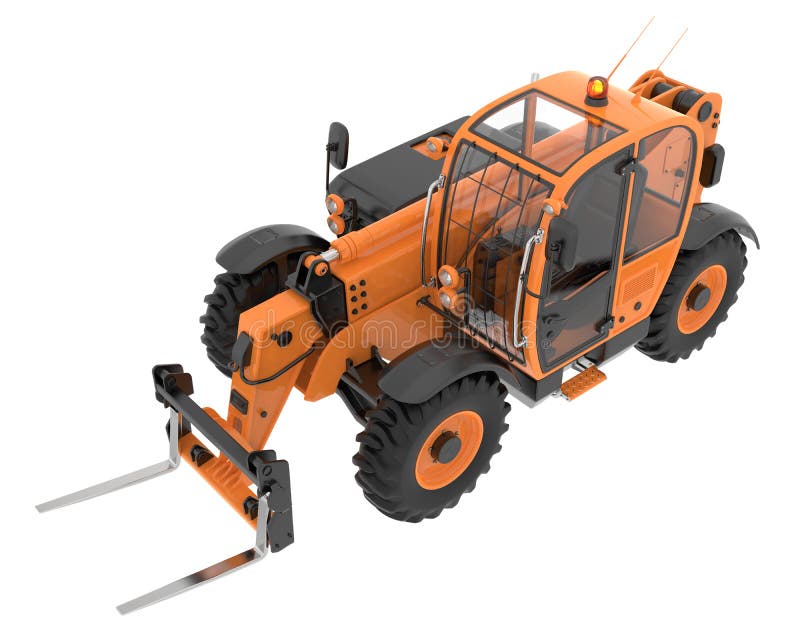 Telehandler Isolated on Background. 3d Rendering - Illustration Stock ...