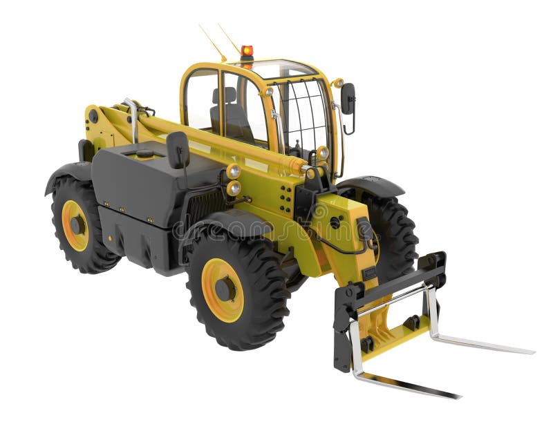 Telehandler Isolated on Background. 3d Rendering - Illustration Stock ...