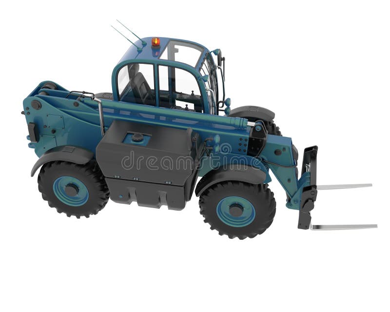 Telehandler Isolated on Background. 3d Rendering - Illustration Stock ...