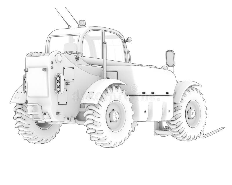 Telehandler Isolated on Background. 3d Rendering - Illustration Stock ...
