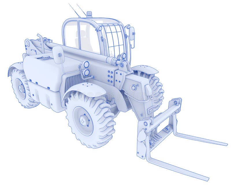 Telehandler Isolated on Background. 3d Rendering - Illustration Stock ...