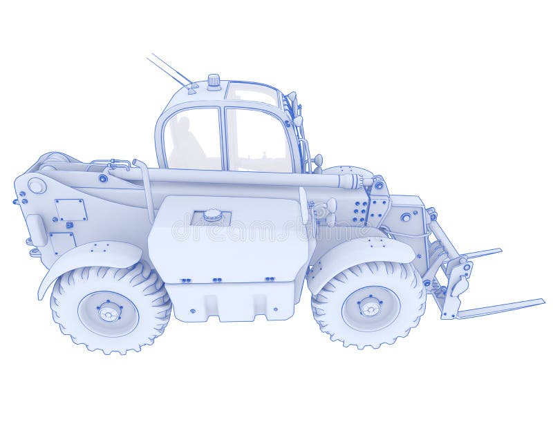 Telehandler Isolated on Background. 3d Rendering - Illustration Stock ...