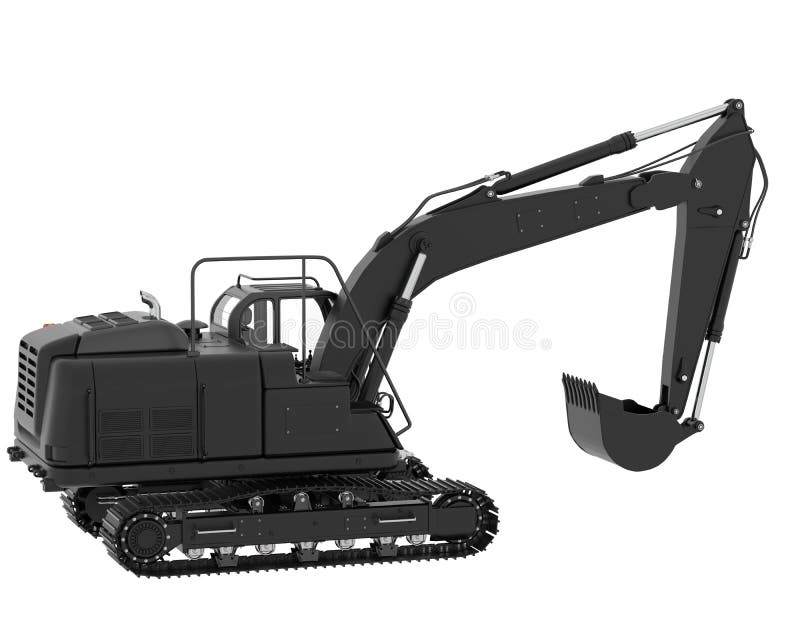 Track Excavator Isolated on Background. 3d Rendering - Illustration ...