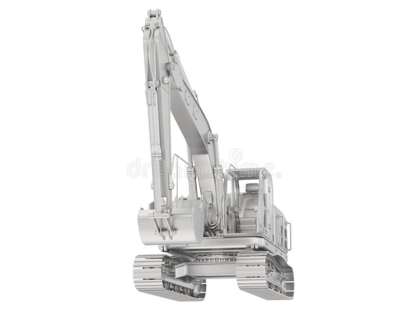 Track Excavator Isolated on Background. 3d Rendering - Illustration ...
