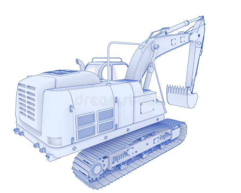 Track Excavator Isolated on Background. 3d Rendering - Illustration ...