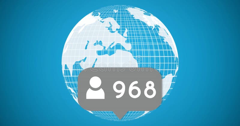 Image of 968 Users and Globe on Blue Background Stock Illustration ...