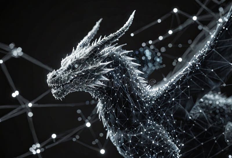 Dragon data line stock illustration. Illustration of wing - 308544678