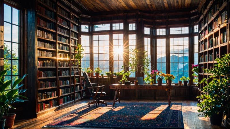 The Library at Golden Hour stock photo. Image of good - 308391580