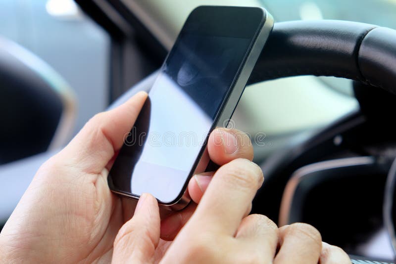 Using a Mobile Phone Inside of a Car Stock Photo - Image of global ...