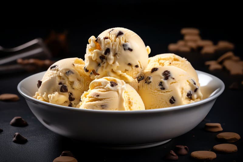 Vanilla Ice Cream with Chunks of Cookie Dough and Chocolate Chips Tasty ...