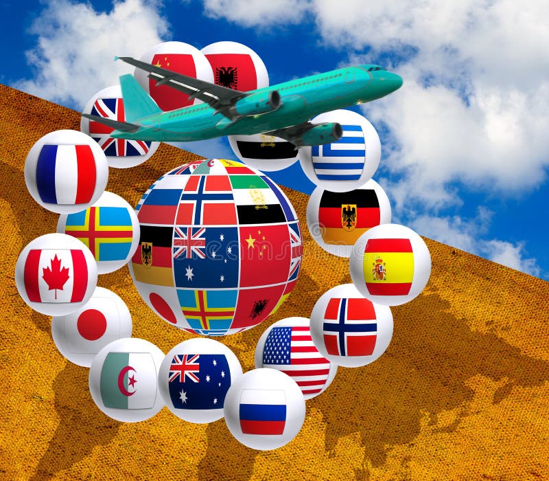 Flags and Plane stock photo. Image of poles, american - 92958268