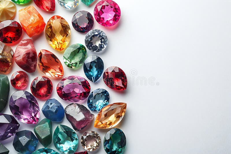 An Image of Various Gemstones Scattered Around the Border, with Some in ...