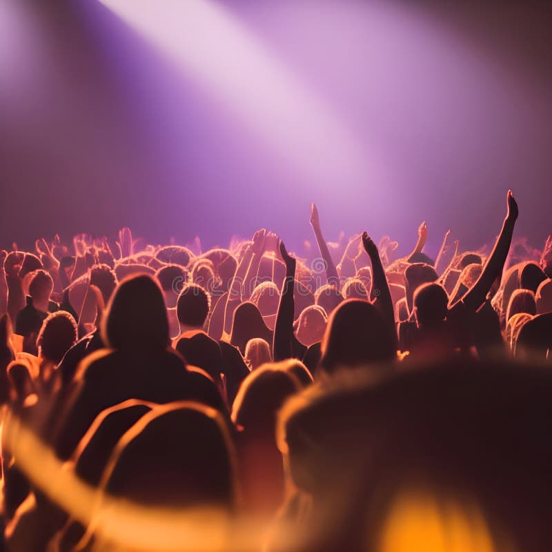 Image of the a Vast Crowd of Hands, Illuminated by a Dreamy and Foggy ...