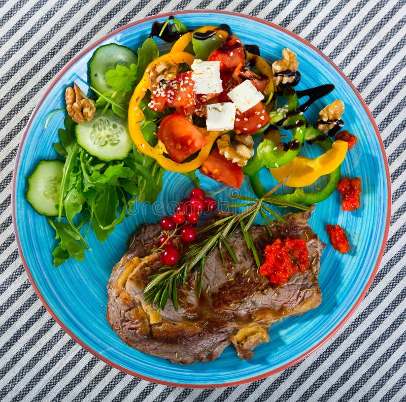 Image of Veal with Fresh Vegetables Stock Image - Image of arugula ...