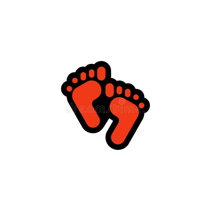 Red Footprints Icon, Simple Design Stock Illustration - Illustration of ...