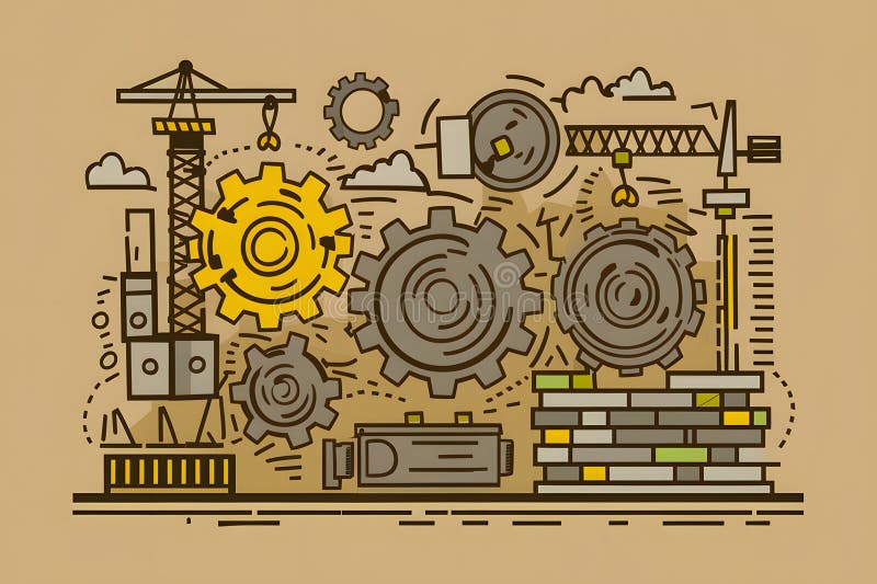 Image Vector Graphic Depicting Under Construction Theme with Mechanical ...