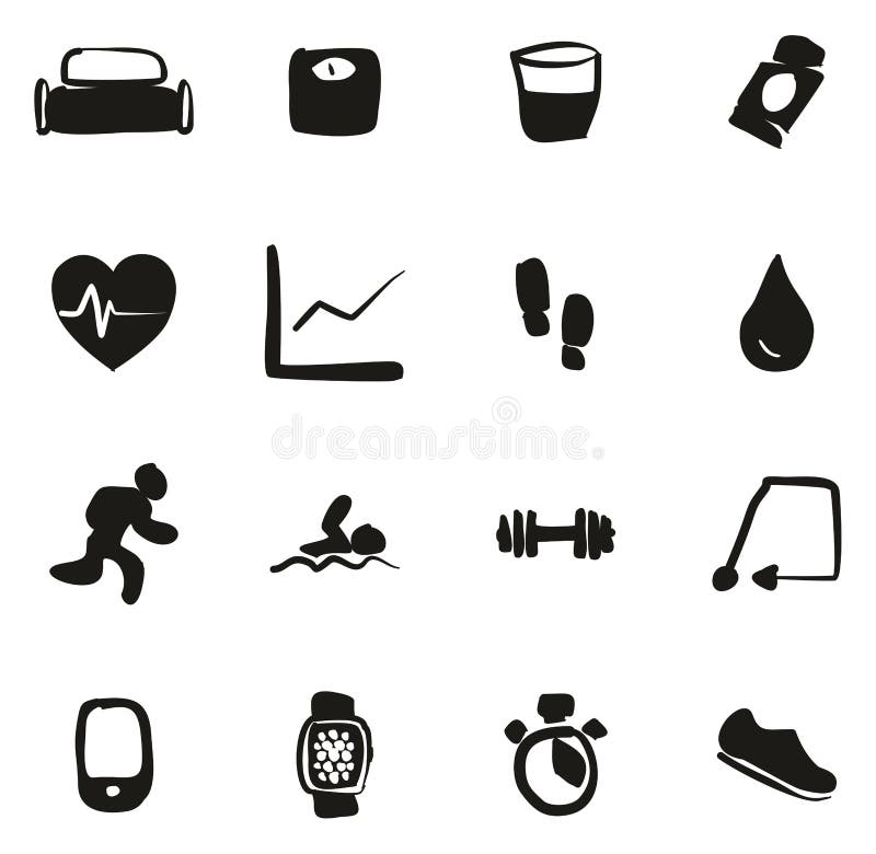 Activity Tracker Icons Freehand 2 Color Stock Vector - Illustration of ...