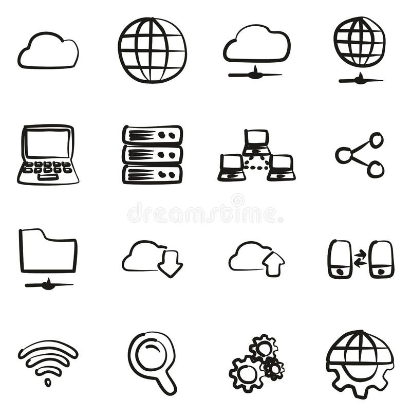 Cloud Network Icons All in One Icons Black & White Color Flat Design ...