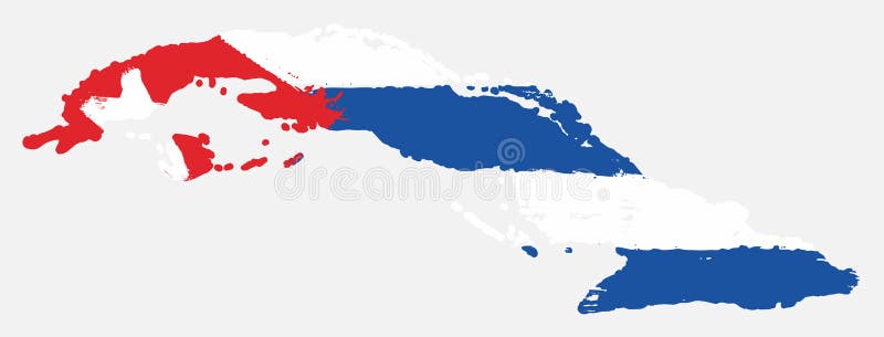 Cuba Flag & Map Vector Hand Painted with Rounded Brush Stock Vector ...