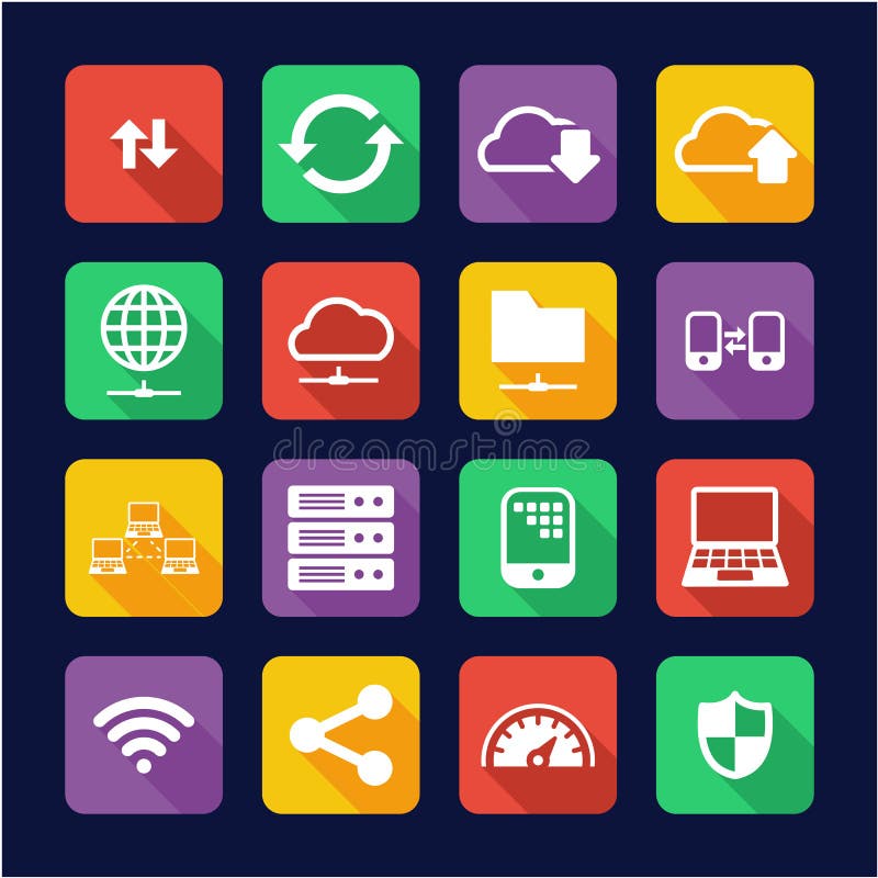 Data Transfer Icons Flat Design Stock Vector - Illustration of design ...