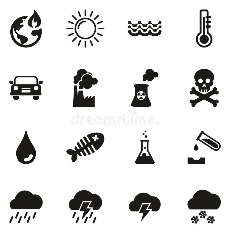 Global Warming Icons Thin Line Vector Illustration Set Stock Vector ...