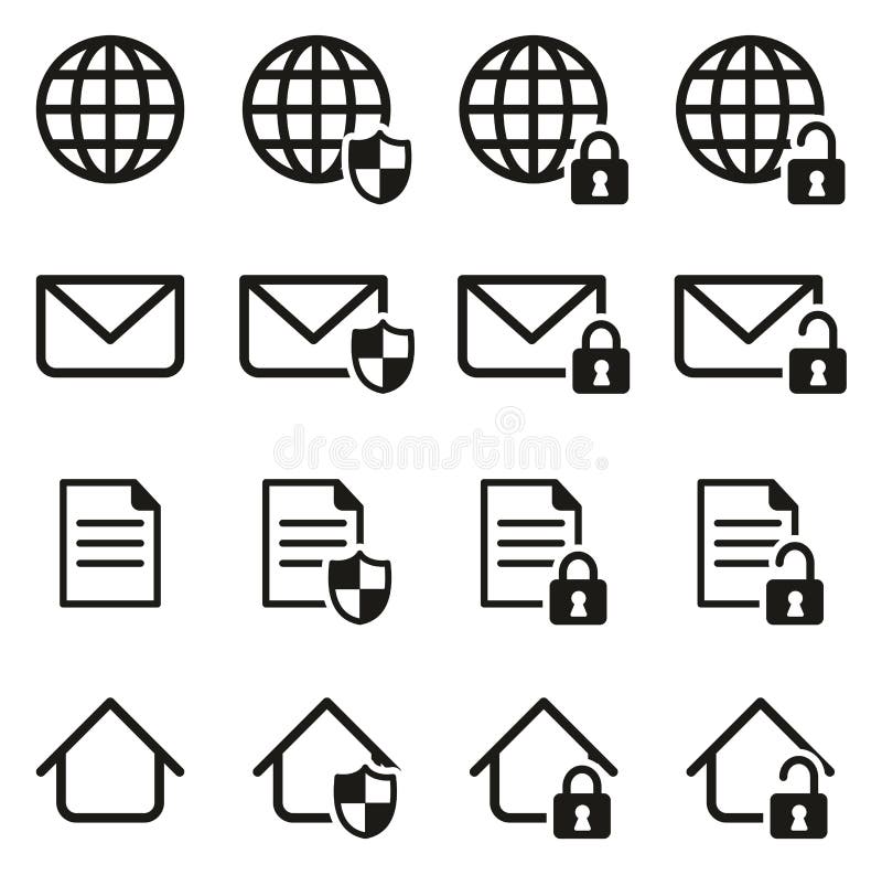 Information Protection & Information Security Icons Stock Vector ...