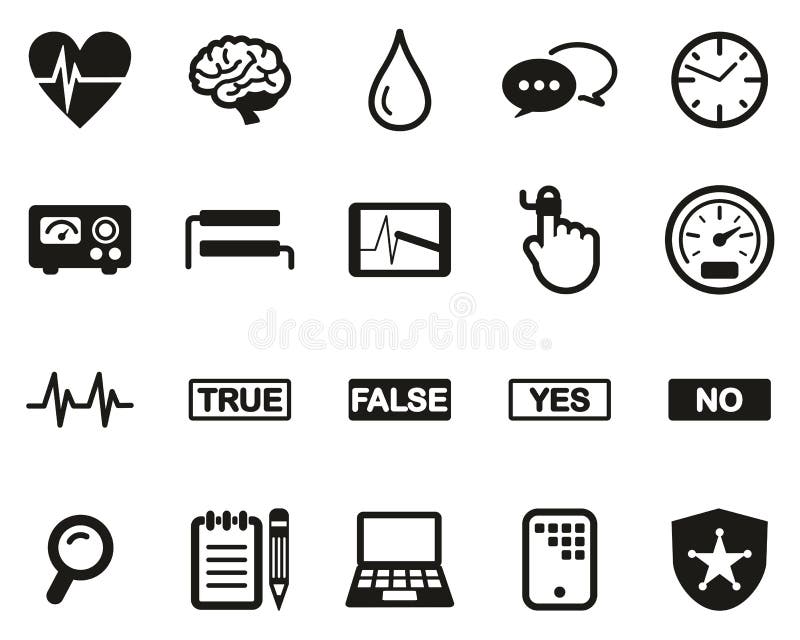 Lie Detector Test or Polygraph Test Icons Black & White Set Big Stock ...