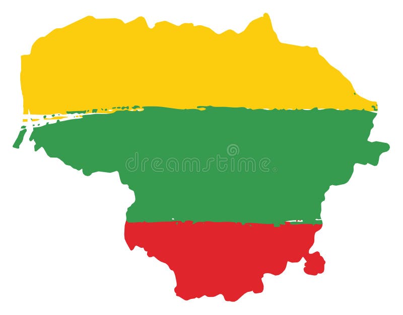 Lithuania Flag & Map Vector Hand Painted with Rounded Brush Stock ...