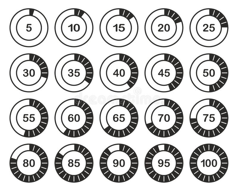 Loading or Percentage Icons Set 3 Stock Vector - Illustration of white ...
