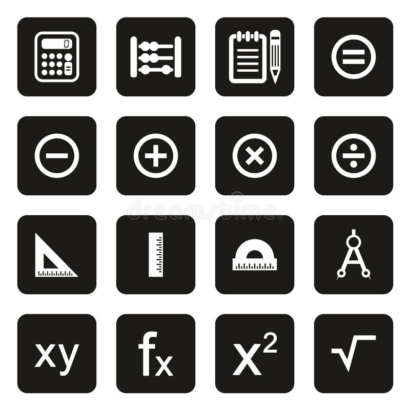 Math Icons White on Black stock vector. Illustration of bold - 118709798