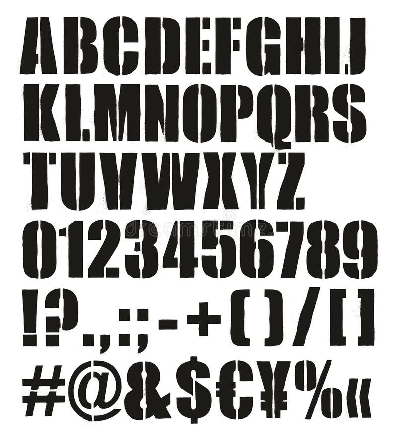 Modern Bold Crate Stencil Vector Font with Uppercase Letters, Numbers ... Modern Bold Crate Stencil Vector Font with Uppercase Letters, Numbers ...