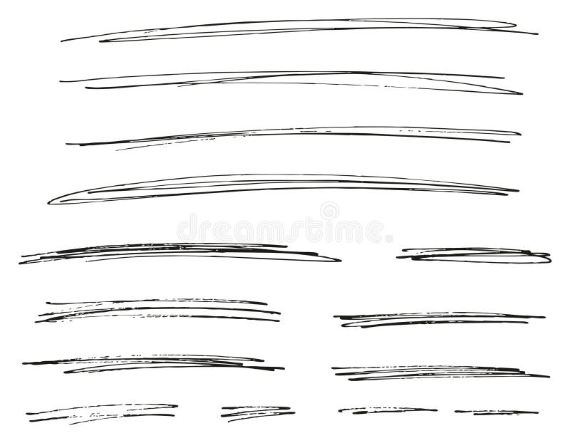 Pen Strokes Thin Line & Background Set 02 Stock Vector - Illustration ...