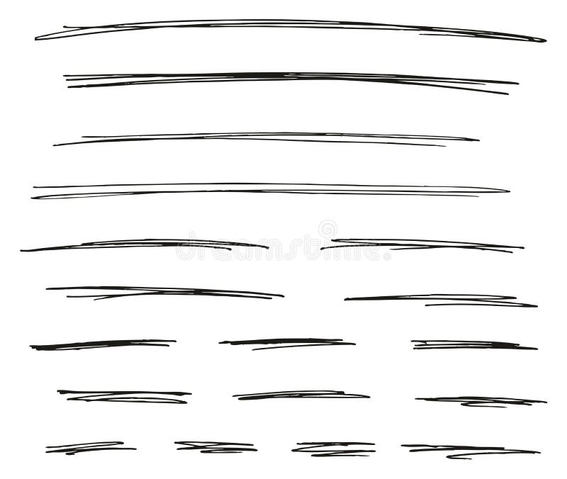 Pen Strokes Thin Line & Background Set 03 Stock Vector - Illustration ...