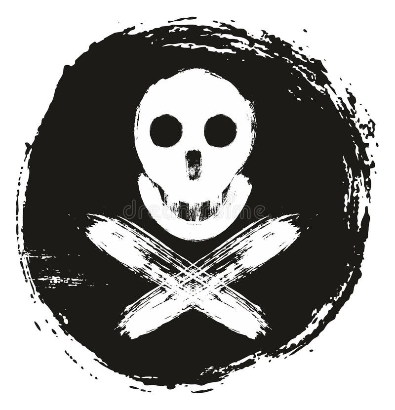 Pirate Circle Flag Vector Hand Painted with Rounded Brush Stock Vector ...