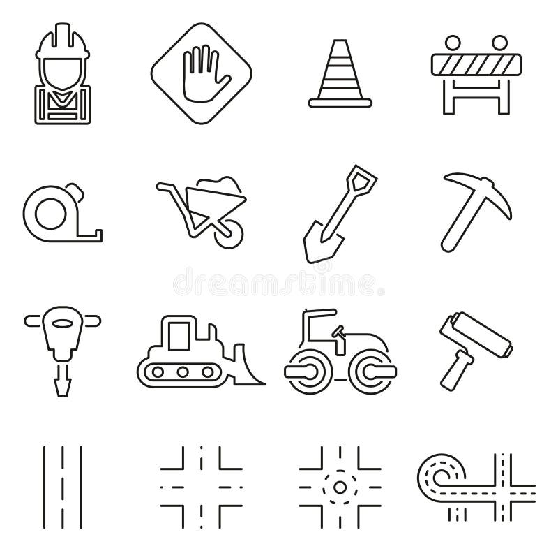 Road Construction Icons stock vector. Illustration of button - 40806774