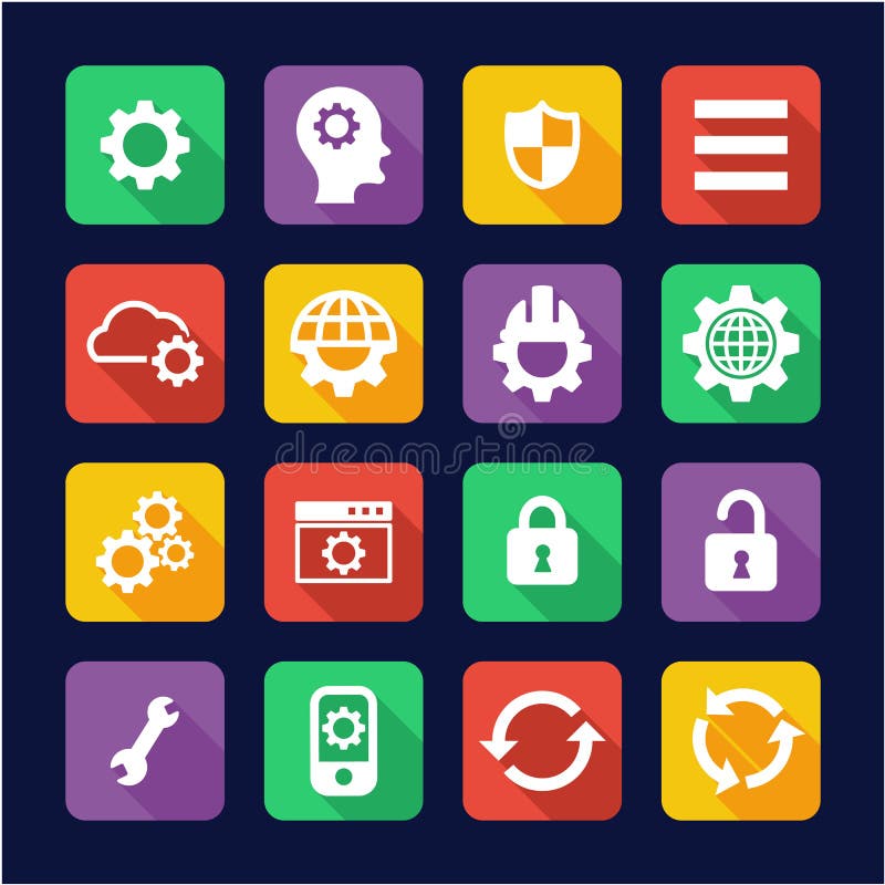 Settings Icons Flat Design stock vector. Illustration of loading ...