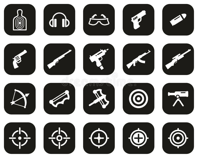 Shooting Range All in One Icons Black & White Color Flat Design ...