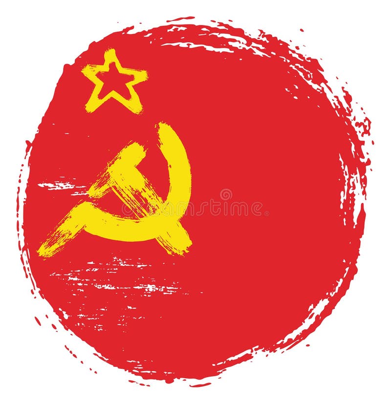 SSSR Circle Flag Vector Hand Painted with Rounded Brush Stock Vector ...