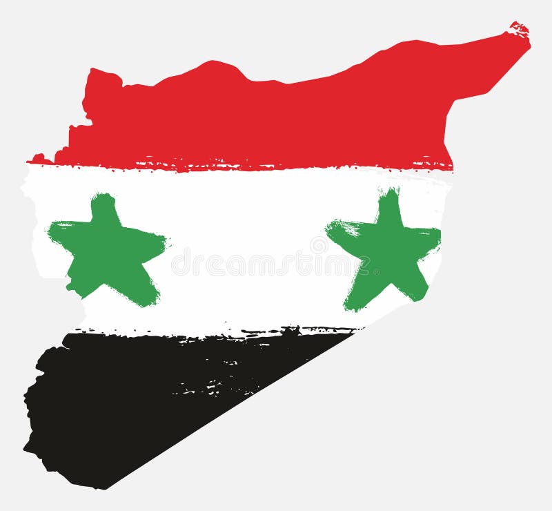 Syria Flag & Map Vector Hand Painted with Rounded Brush Stock Vector ...