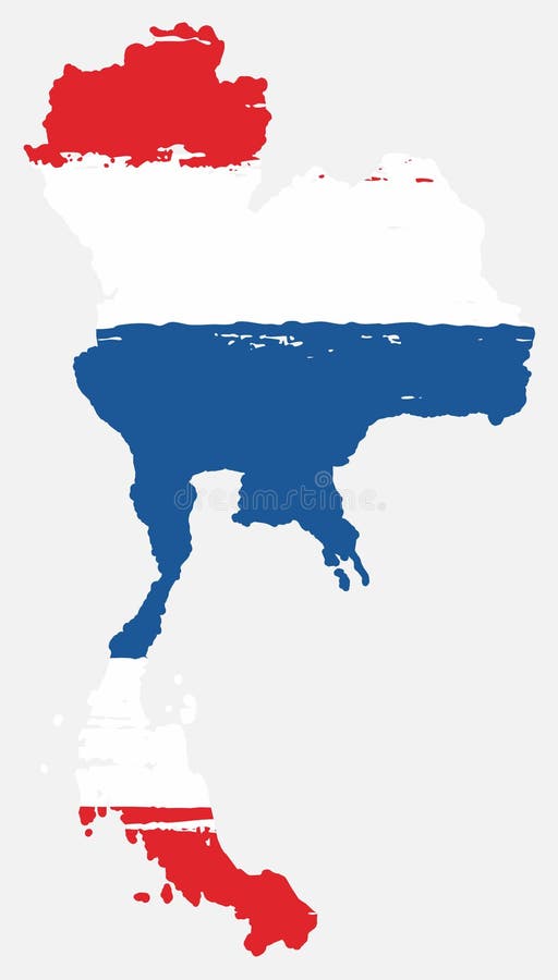Thailand Flag & Map Vector Hand Painted with Rounded Brush Stock Vector ...