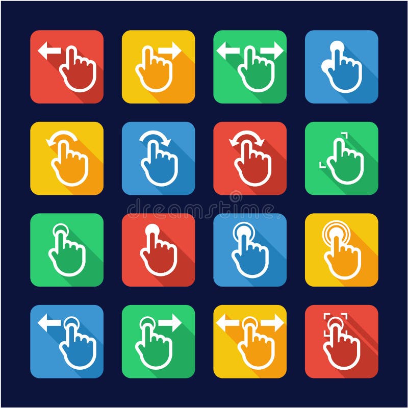 Touch Screen Icons Flat Design Circle Stock Vector - Illustration of ...