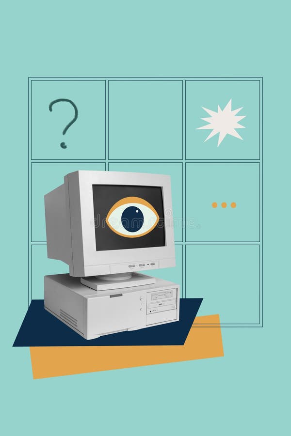 Image Vertical Art Banner Collage of Old-fashioned Computer Device ...