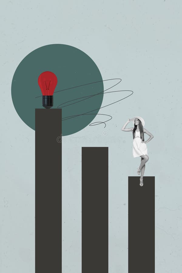 Image Vertical Artwork Collage of Happy Businesswoman Businessman Stand ...