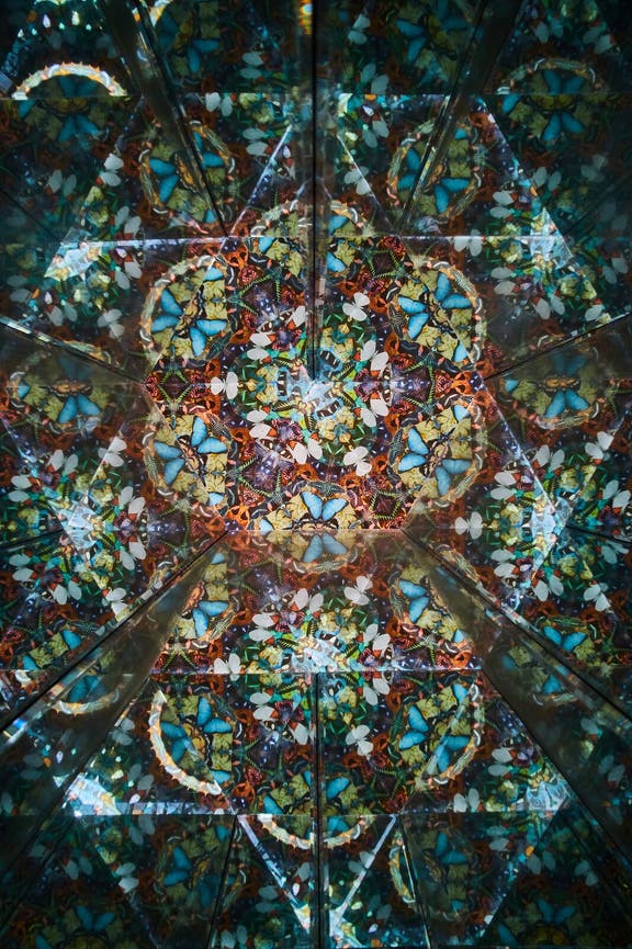 Vertical View of Interior of Kaleidoscope with Multiple Multicolored ...