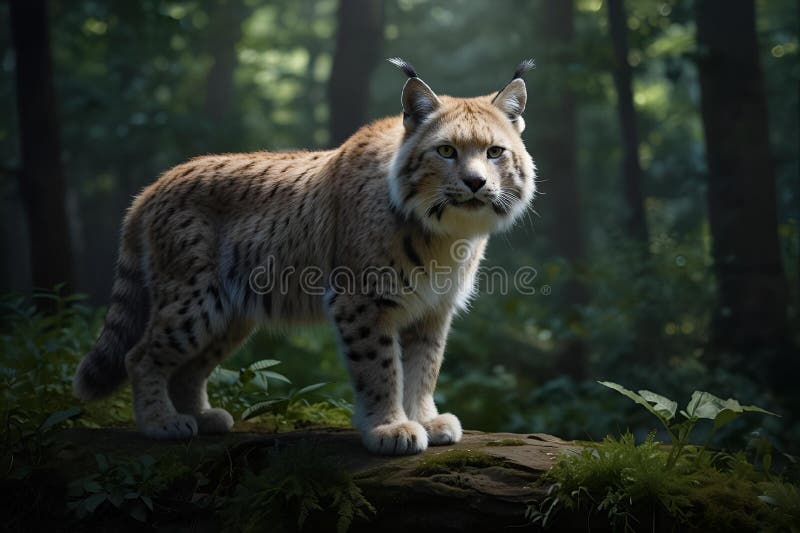 An Image of a Very Cute Bobcat in the Woods Stock Illustration ...