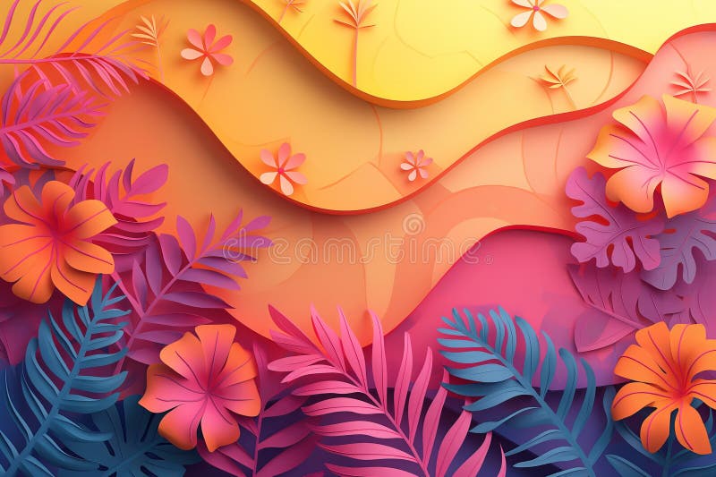 Tropical Gradient Wavy Background. the Image is Generated with the Use ...