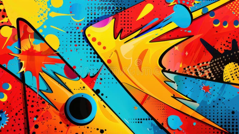 Abstract Geometric Pattern with Vibrant Colors and Pop Art Style Stock ...
