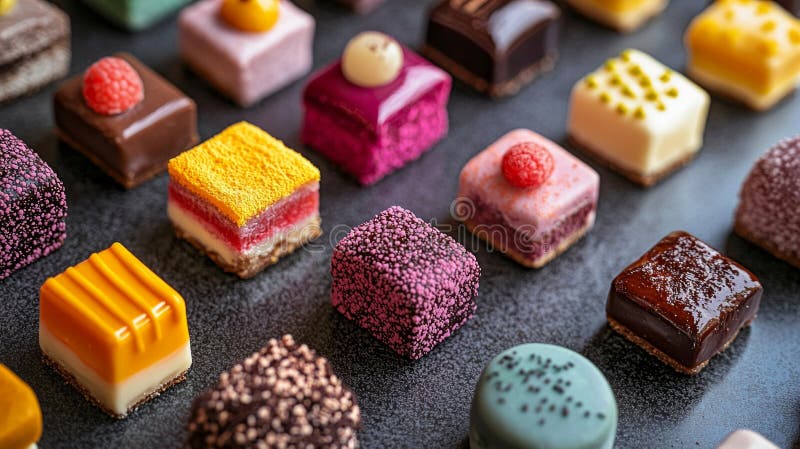 The Image is a Vibrant and Appetizing Close-up of Assorted Petit Fours ...