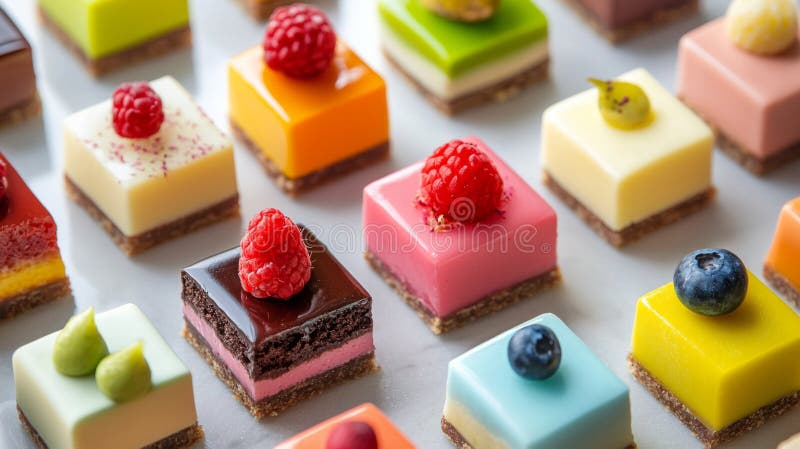 The Image is a Vibrant and Appetizing Close-up of Assorted Petit Fours ...