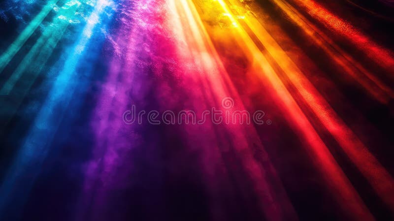 Image of Vibrant Array of Colorful Light Beams Converging Against a ...